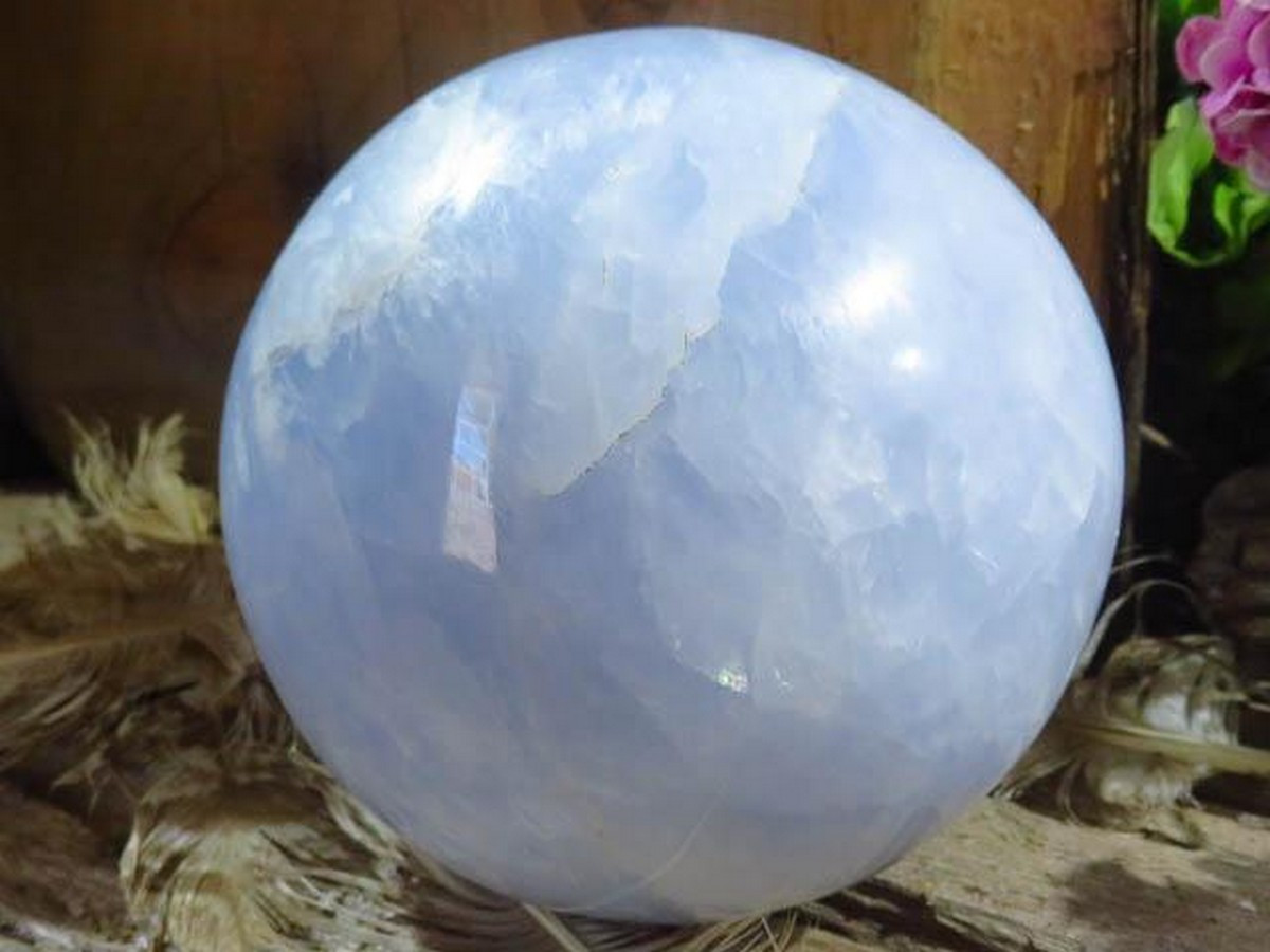 Extra Large Blue Calcite Crystal Sphere - StarStuff.Rocks