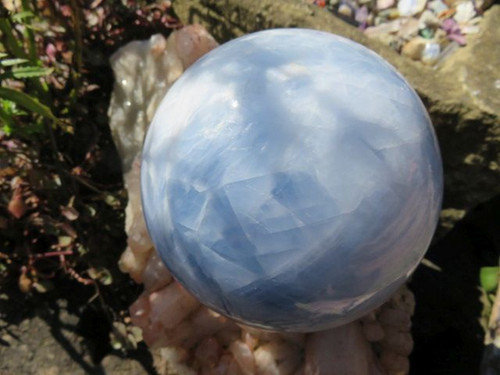 Large Blue Calcite Crystal Sphere - - StarStuff.Rocks