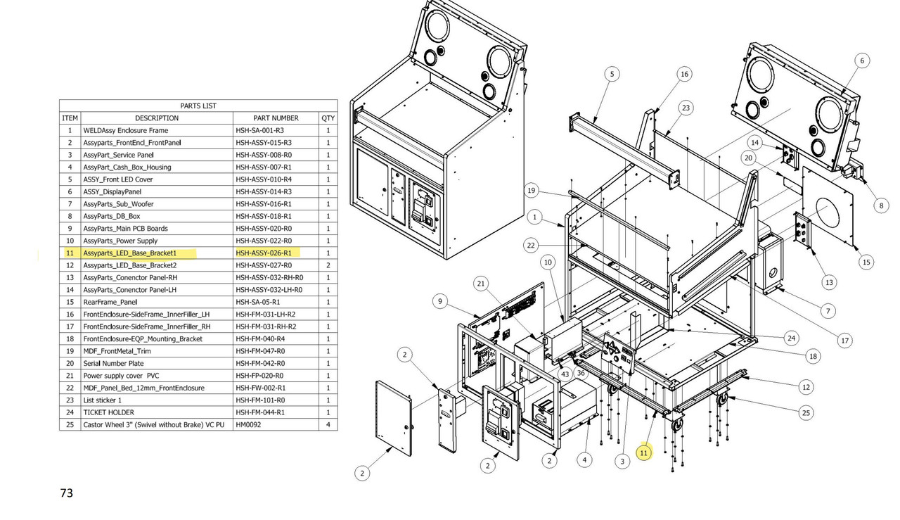 Hardware Assembly, Assy Part LED Base Bracket (HSH-ASSY-026-R1)