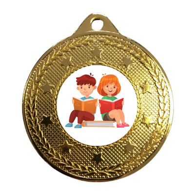 World Book Day Gold Phonics Reading Medal 50mm Award Gift
