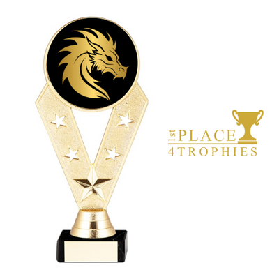 Alpha Gold Trophy Award 7" Free Personalised Engraving & Custom Logo ...