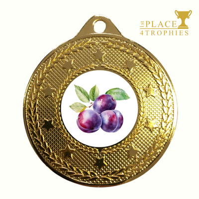 Plums Medal Award Horticulture Fruit Growing Gardening Personalised ...