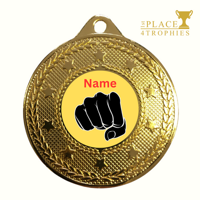 Black Fist Medal Award Personalised Engraving Gift Prize at 1st Place 4 ...