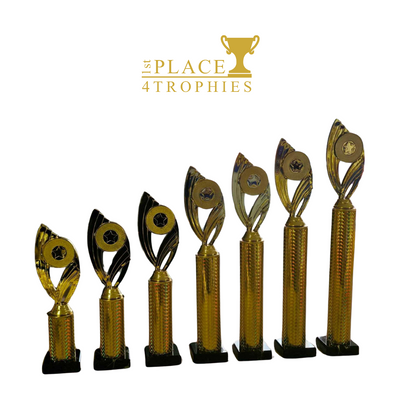 Gold Encore Column Trophy Free Personalised Engraving at 1st Place 4 ...