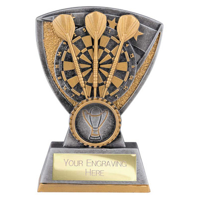 Optimum Darts Resin Award Antique Silver & Gold 120mm Personalised ...