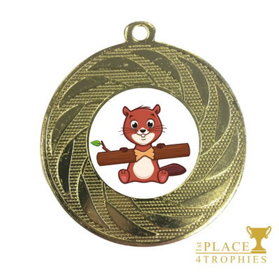 Beaver & Log Medal Award Dam Building Free Personalised Engraving Gift ...