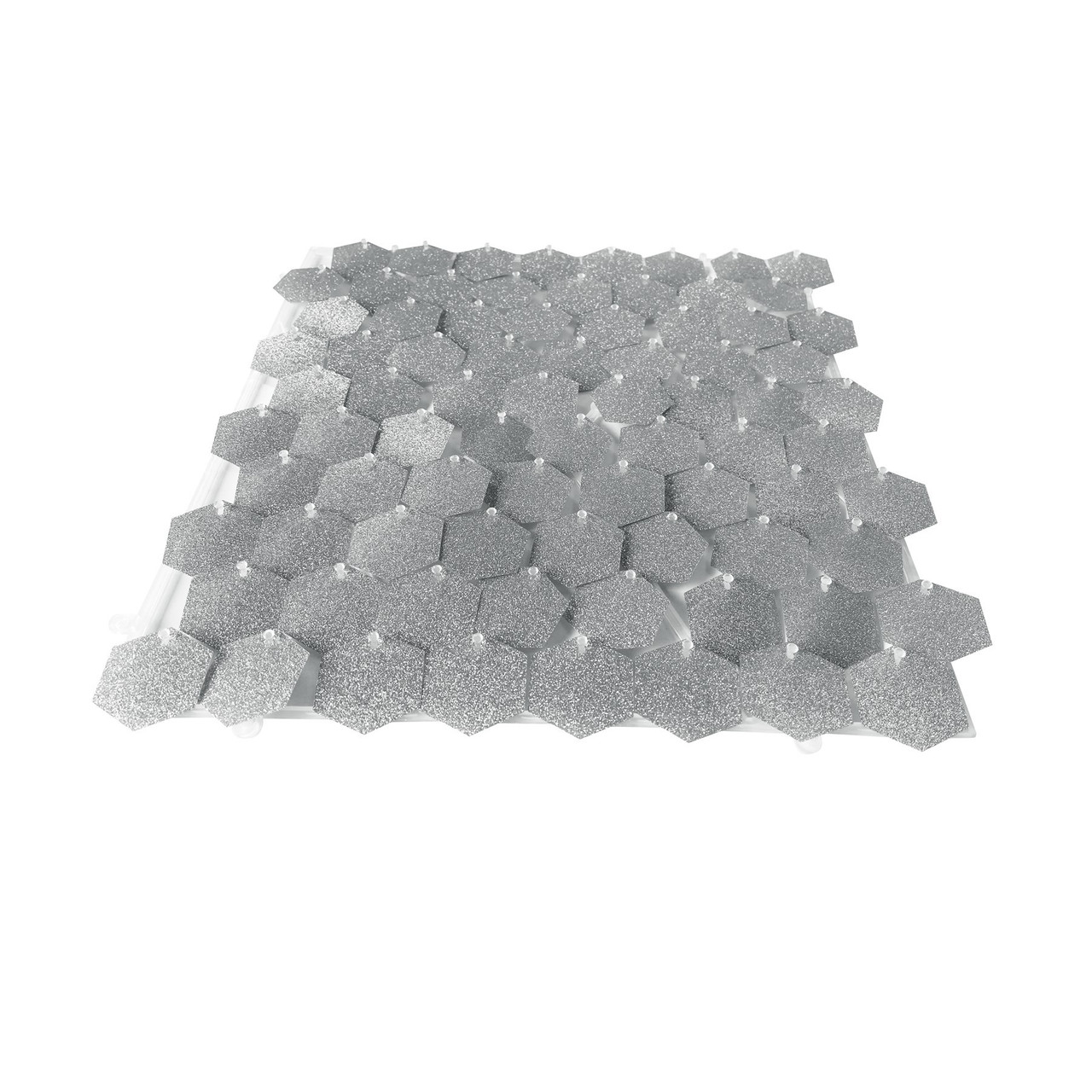 Hexagonal Glitter Silver Sequin Wall Panel 30x30cm