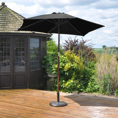 Black 2.4m Wooden Parasol