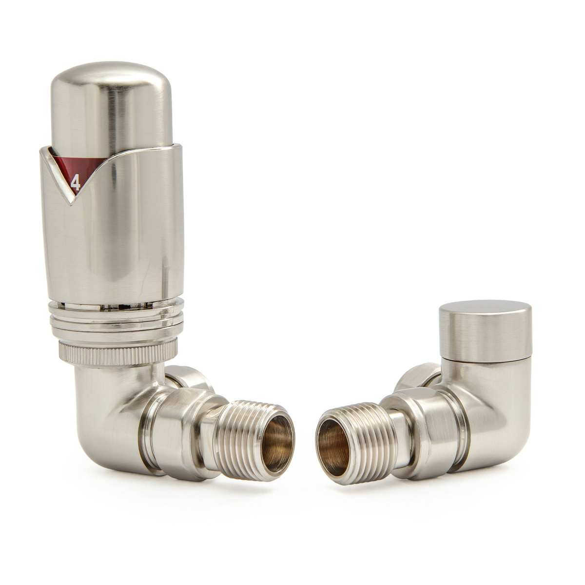 Ramone Modern TRV Corner Satin (Brushed) Nickel Thermostatic Radiator ...