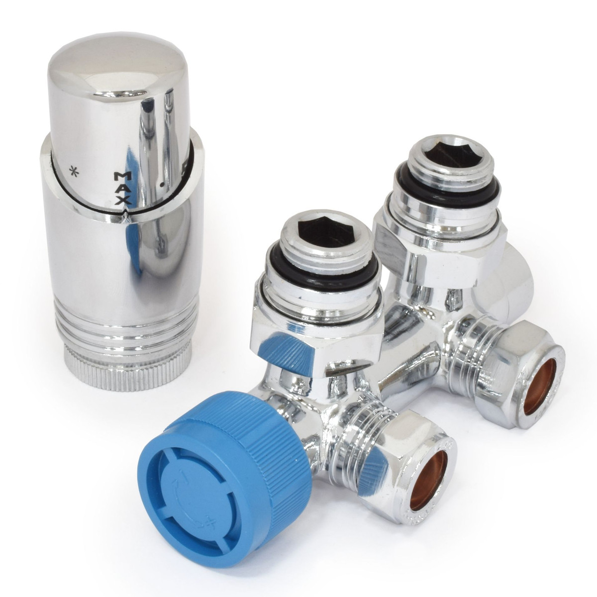 Duran Modern TRV Twin Inlet Angled Chrome Radiator Valves