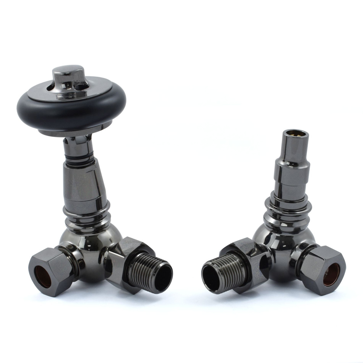 Ascott Traditional TRV Corner Black Nickel Radiator Valves