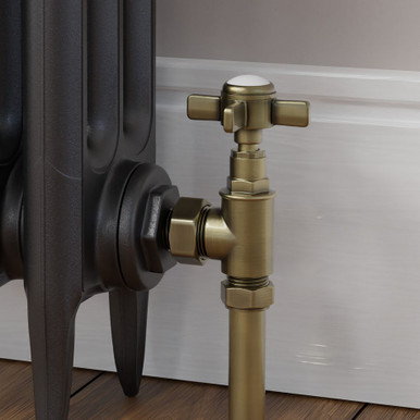Winkworth Traditional Manual Angled Antique Brass Radiator Valves