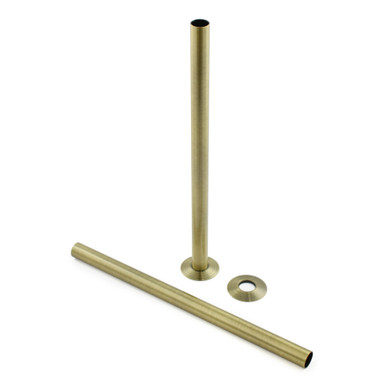 Radiator Pipe Covers 300mm Long - Antique Brass (Pair)
