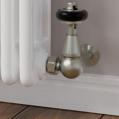 Eastbury Traditional Manual Corner Brushed Satin Nickel Radiator Valves ...