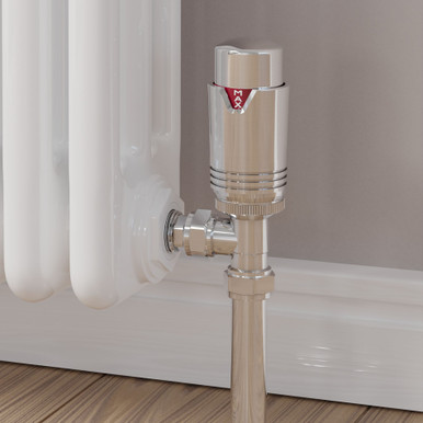 Exeter Modern TRV Angled Chrome Thermostatic Radiator Valves