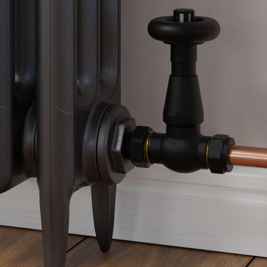 Jarrow Traditional TRV Straight Textured Black Thermostatic Radiator Valves