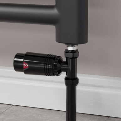 Exeter Modern TRV Full Black Towel Radiator Valve