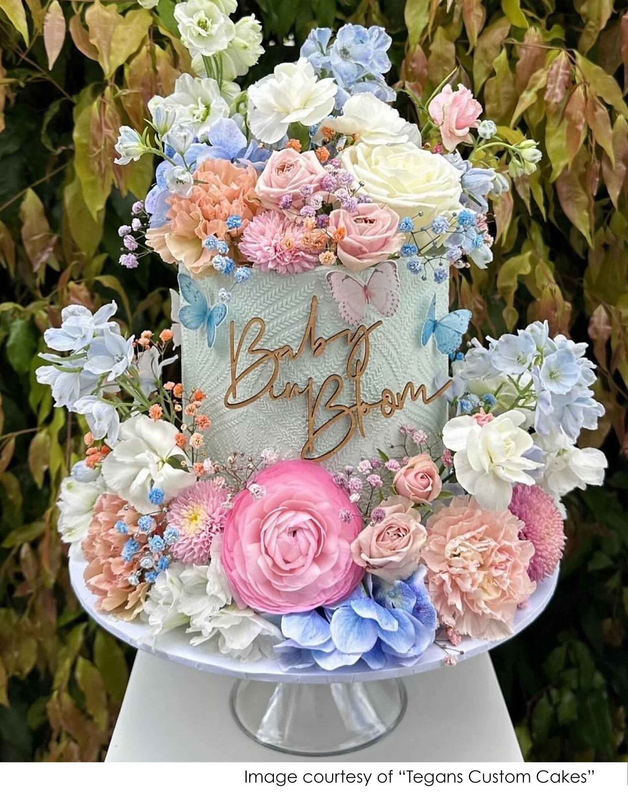 Custom Baby in Bloom Cake Plaque | Floral Baby Shower Cake Sign