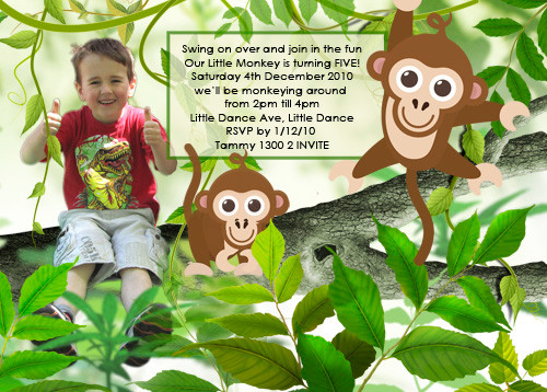 Swinging Monkey Party Invitations - Swinging Monkey Birthday ...