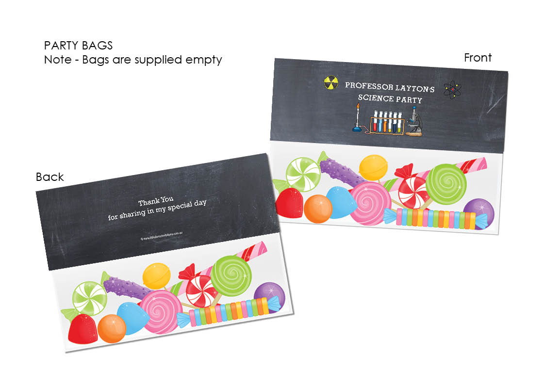 Buy personalised science or scientist lolly bags - chemistry party ...