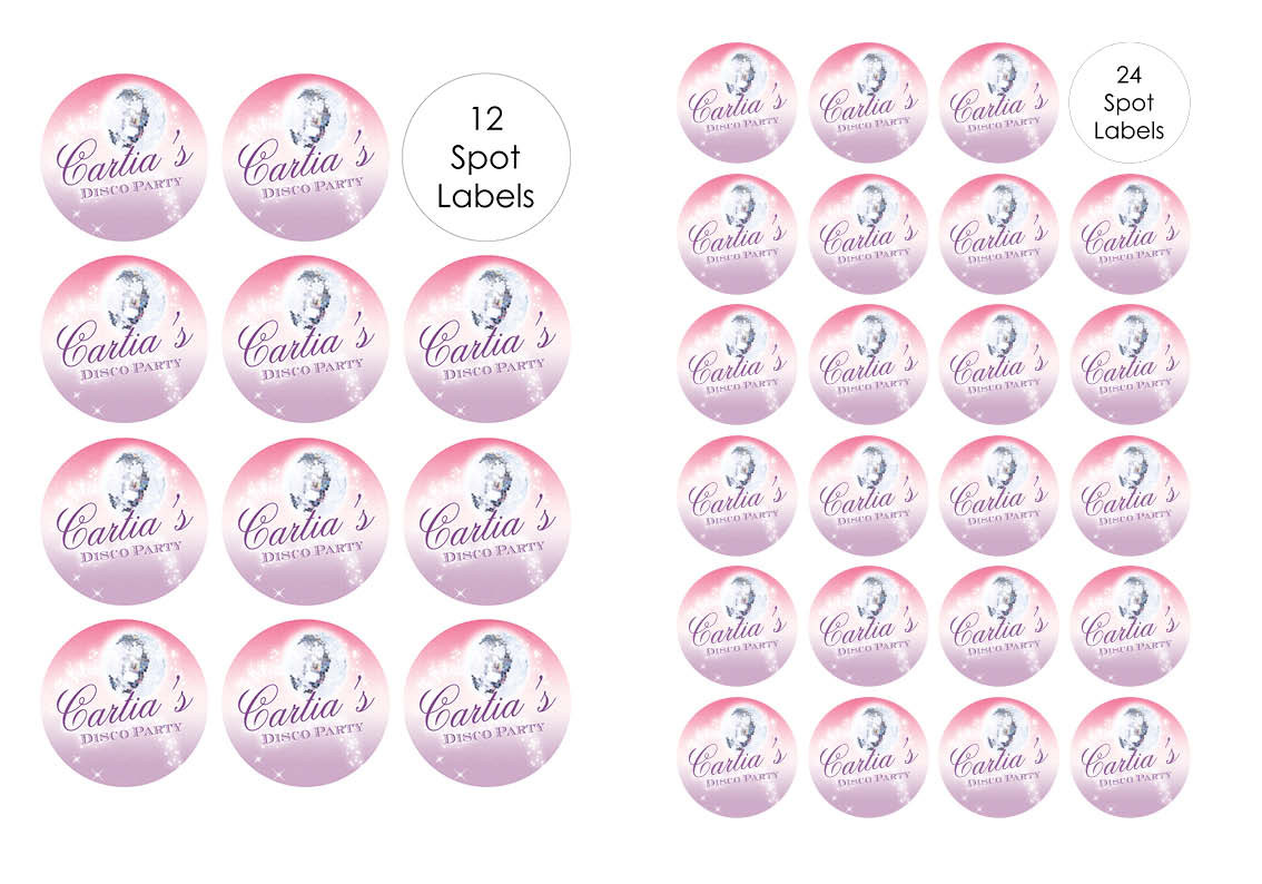 Birthday Party Labels & Stickers - Girls Disco Party