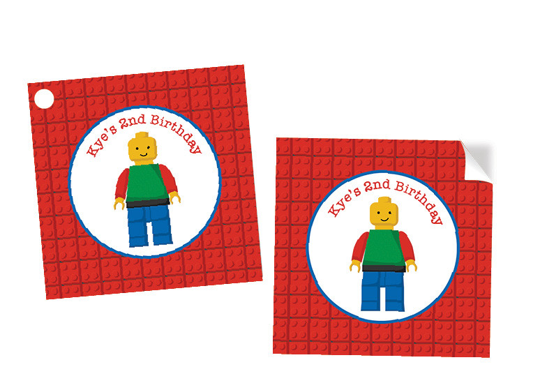 Birthday Party Tags & Stickers - Building Blocks
