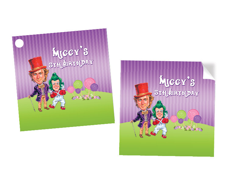 Willy Wonka Birthday Party Tags - Willy Wonka Party Labels or Stickers