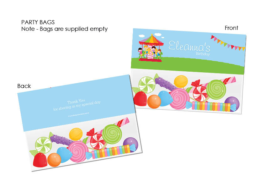 Birthday Party Lolly Bag Toppers - Carousel Carnival