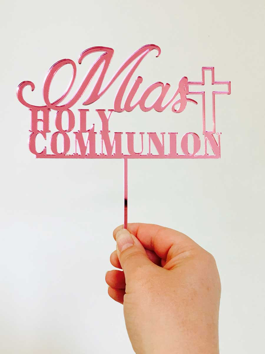 Personalised Holy Communion Cake Topper – Custom Name Acrylic Decoration