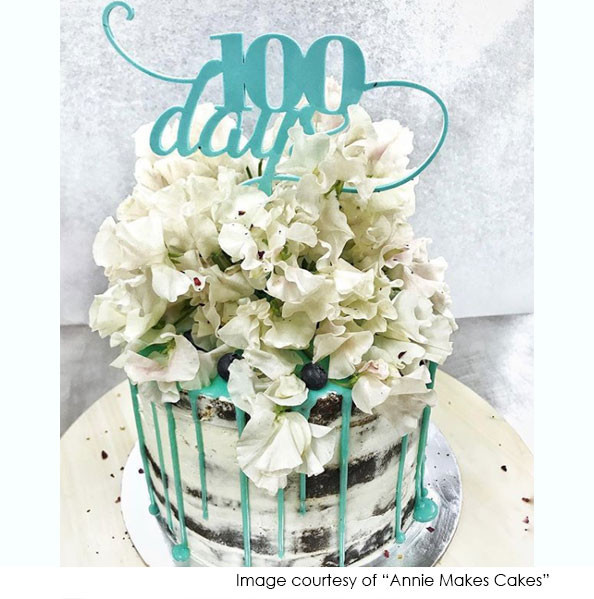 100 Days Cake Topper | Elegant Script Milestone Celebration Keepsake