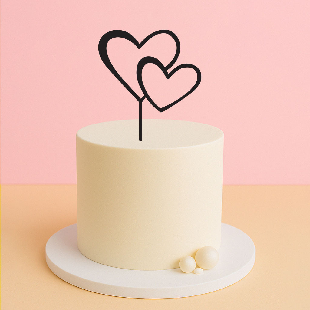 Double Heart Cake Topper Double Heart Diamante Cake Topper – 7cm