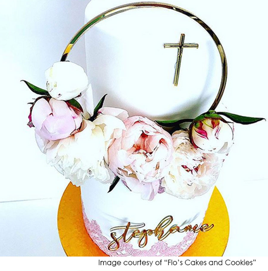 Hoop Cake Acrylic Topper. Order online in Australia