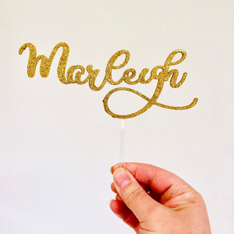 Your First Name or Surname on Your Cake Topper - Personalised Flowing ...