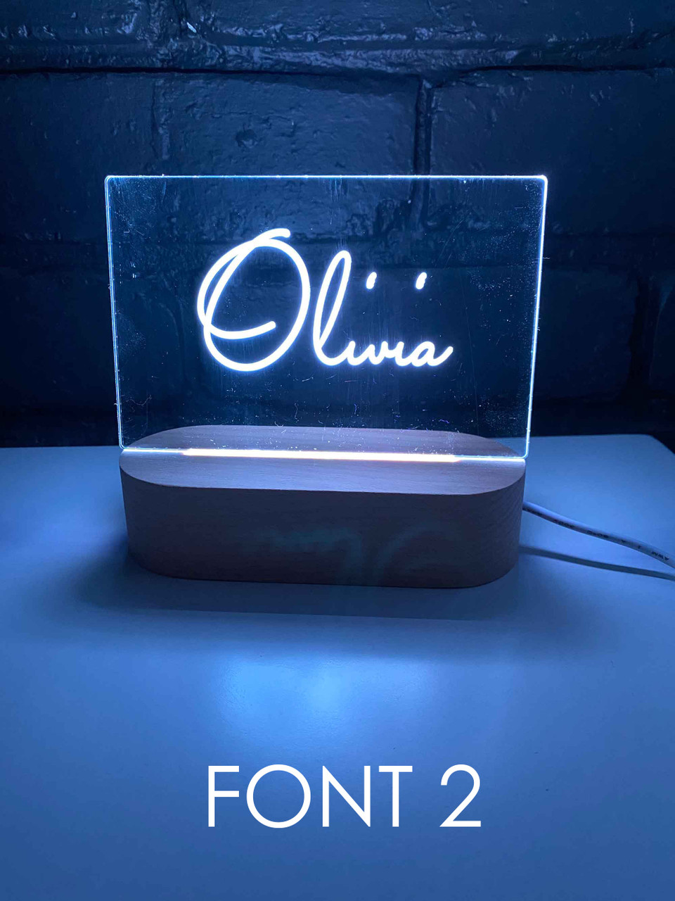 Personalised Night Light - Custom Name or Word - Engraved Night Light