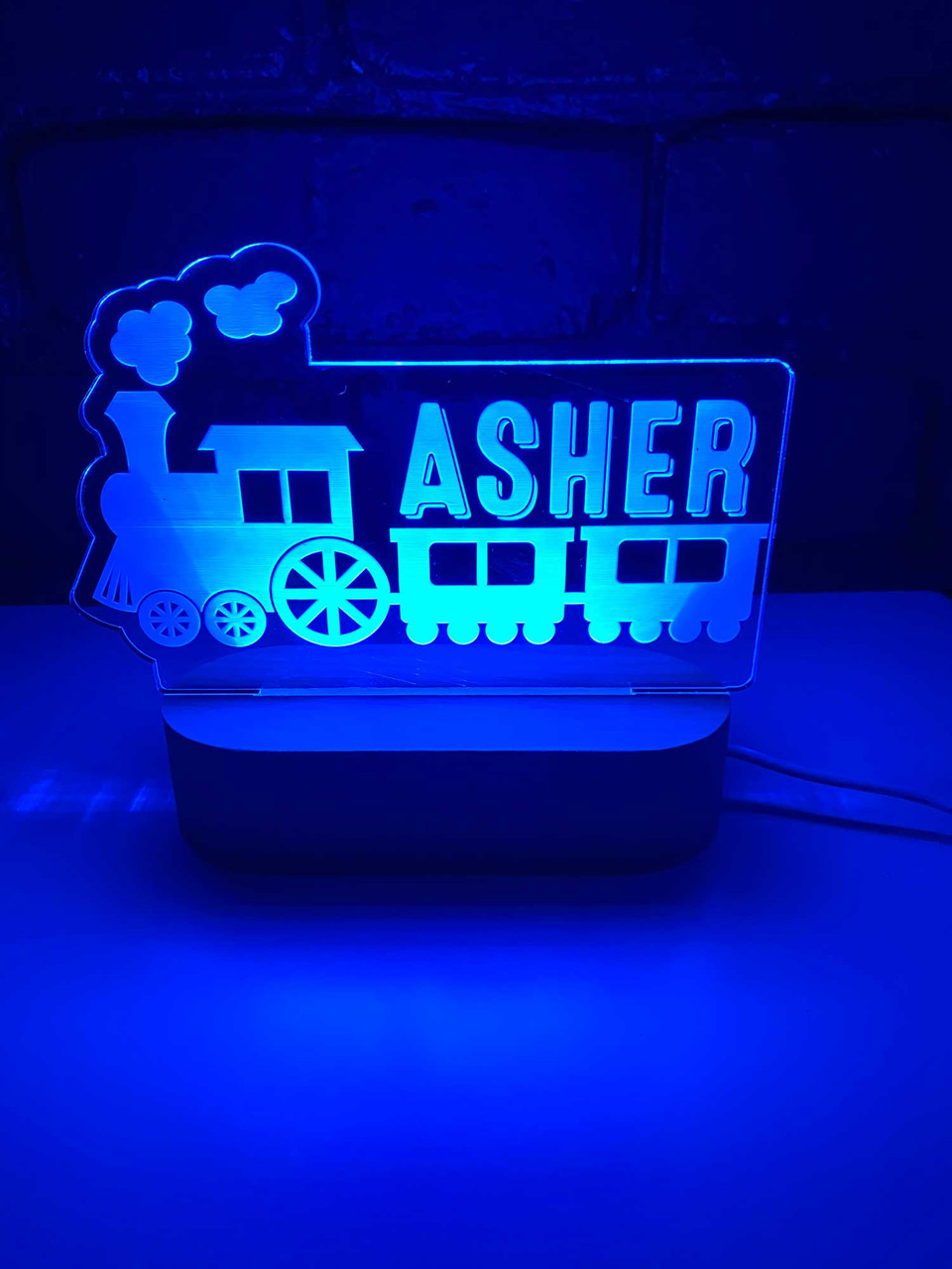 Personalised Kids Bedroom Night Light - Train - Engraved LED ...