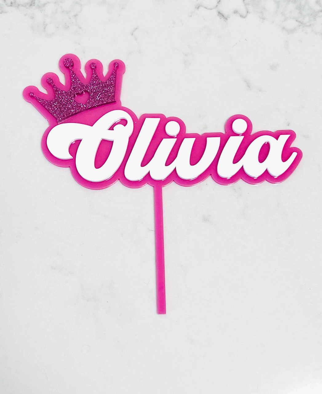 Double Layered Cake Topper - Princess Crown & Name