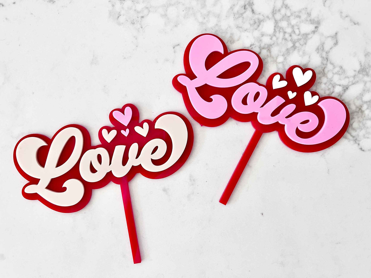 Valentines Day Cake Topper - Double Layered "Love"