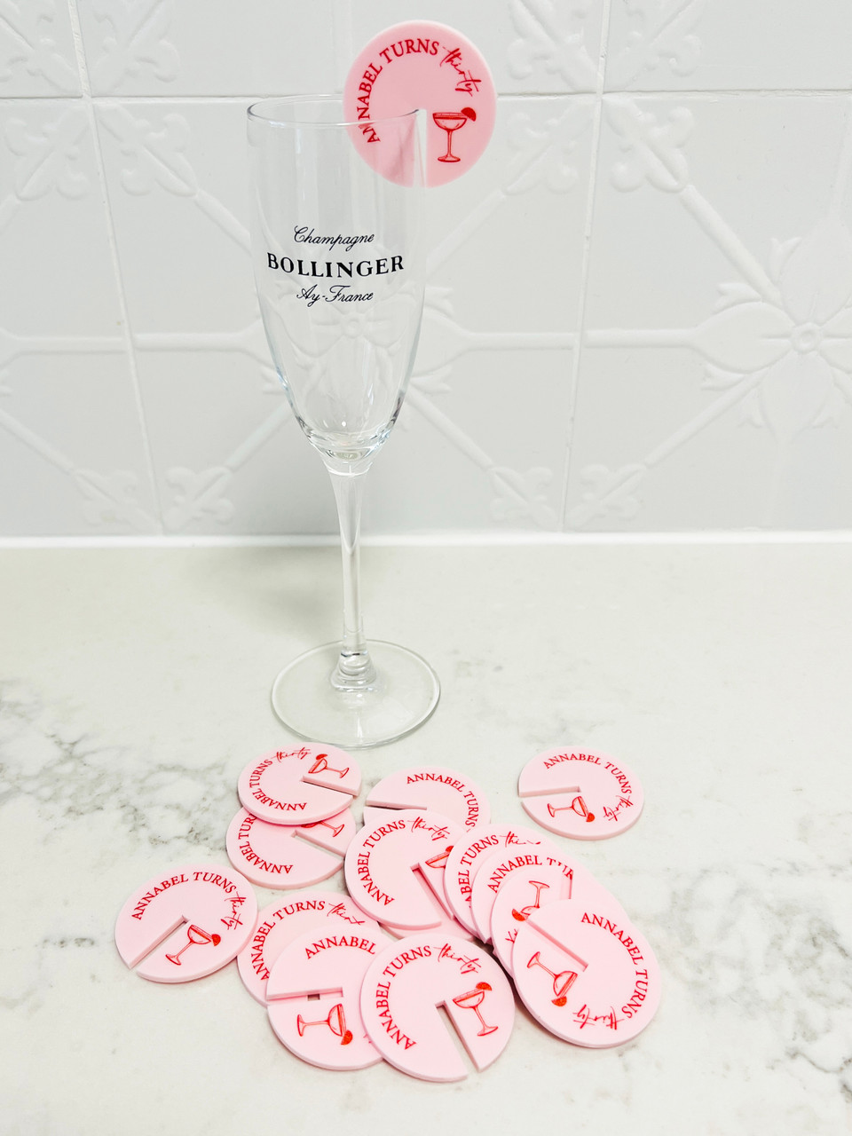 Personalised Drink Tags for Events | Custom Cocktail Glass Tags