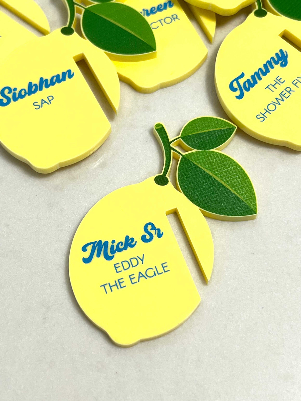 Custom Lemon Shaped Drink Tags - Personalised Acrylic Drink Markers for ...