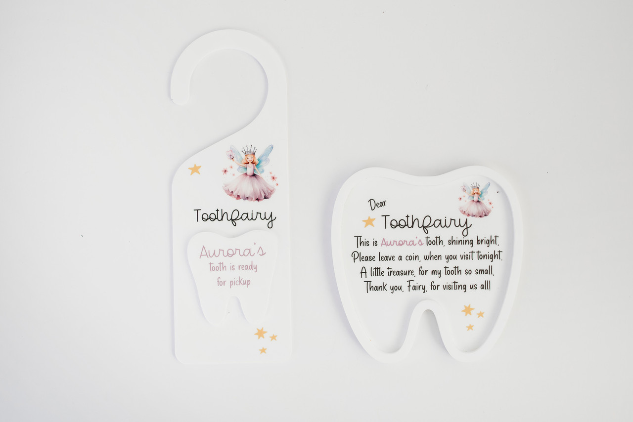 Personalized Tooth Fairy Tray and Door Hanger Set