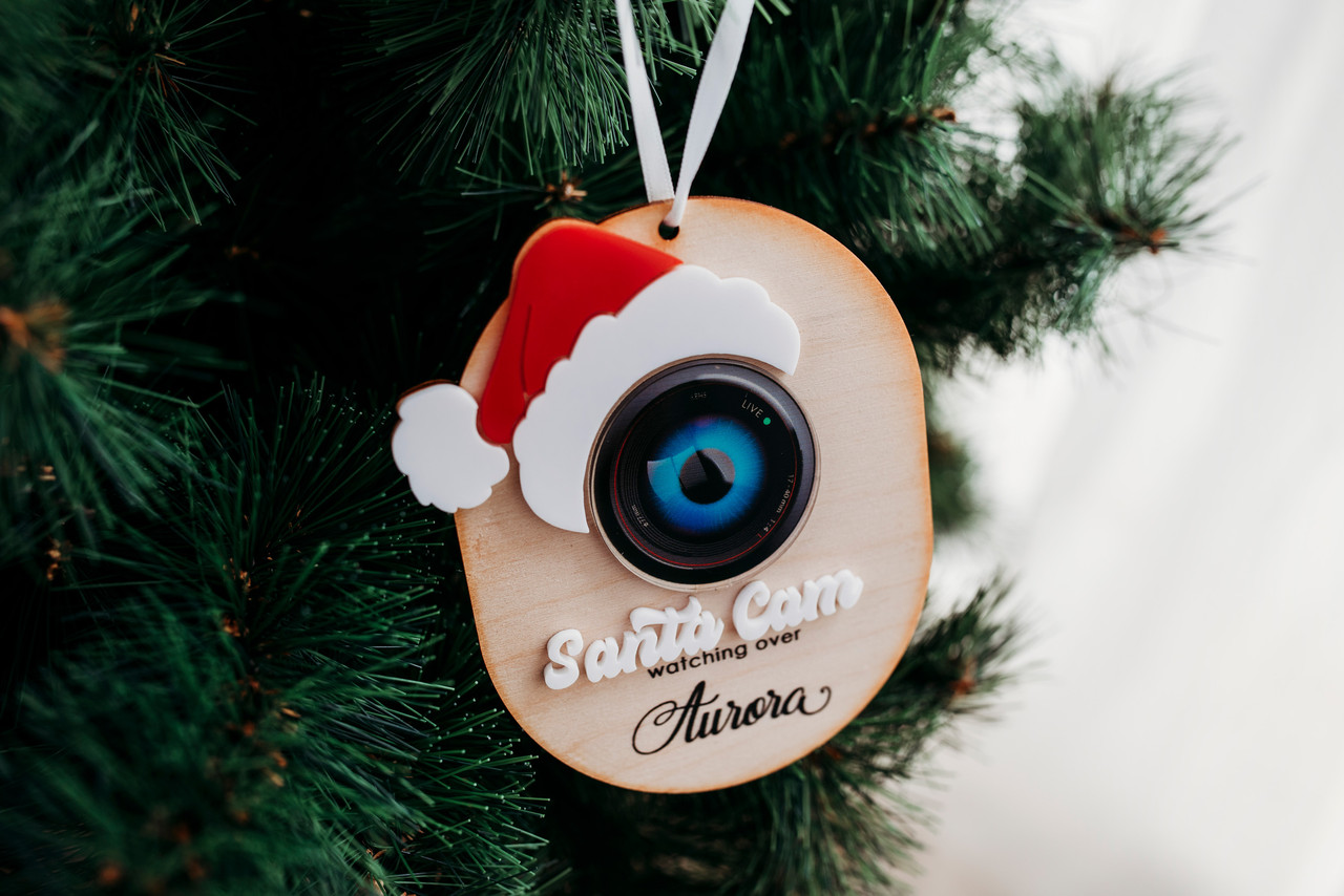 Personalised Santa & Elf Spy Cam Decoration - Custom Christmas Ornament