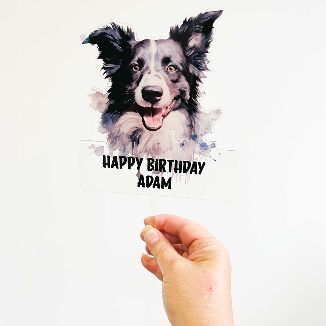 Personalised Border Collie Cake Topper | Custom Dog Birthday Cake ...