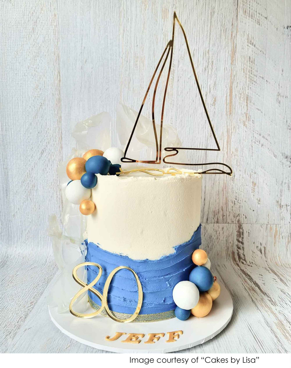 Sailboat Cake Topper | Nautical Acrylic Birthday & Wedding Decoration