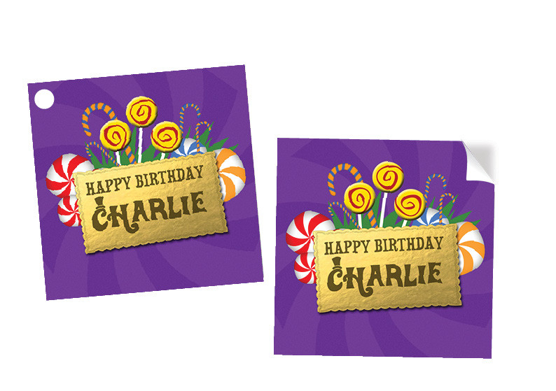 Birthday Party Tags & Stickers - Willy Wonka