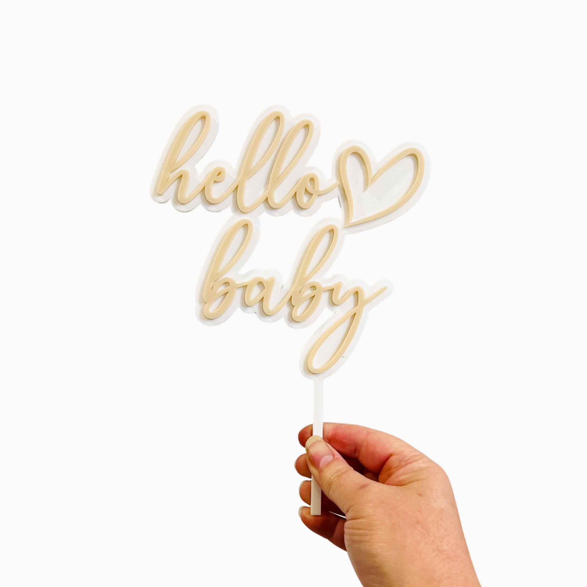 Double Layered Hello Baby Cake Topper | Personalised Charm for Baby ...