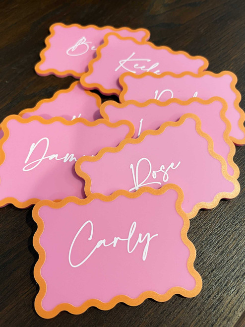 Personalised Wavy Border Place Cards – Custom Name Tags