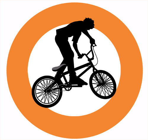 Party Labels & Stickers - Orange BMX