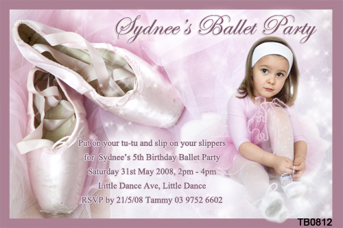 Ballet Invitations For Sale Ballerina Invitations Birthday Dance ...