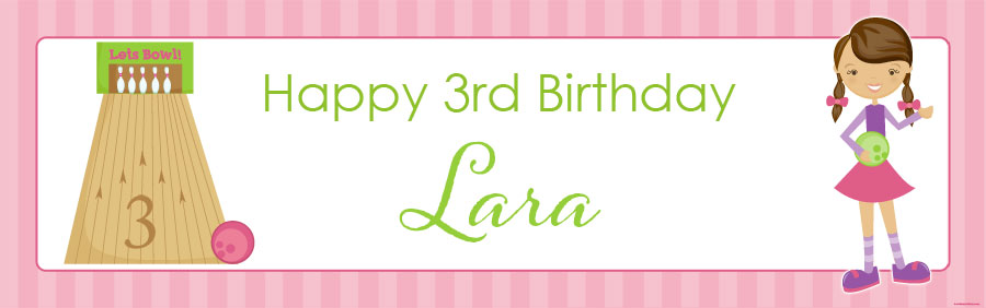 Personalised Girls Ten Pin Bowling Birthday Party Banners - Custom 10 ...