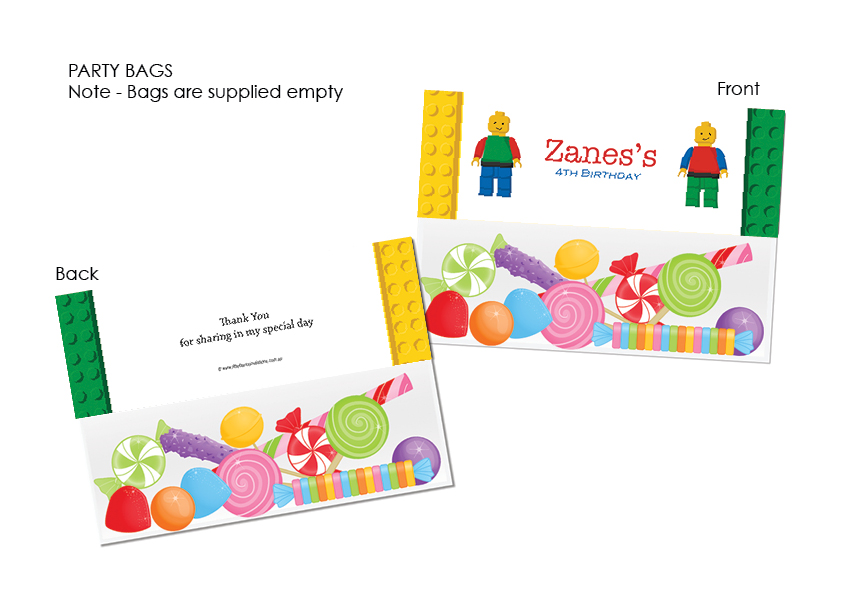 Birthday Party Lolly Bag Toppers - Building Lego Blocks